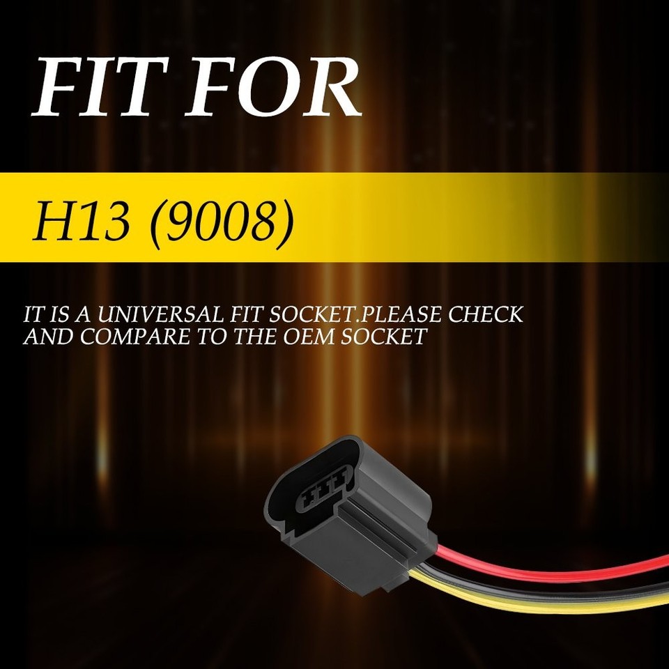 Pigtail Wire Female P H13 9008 Two Harness Head Bulb Light Socket ...