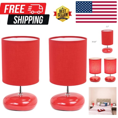 Chic Red Mini Table Lamps with Ceramic Bases - Perfect for Bedroom or ...