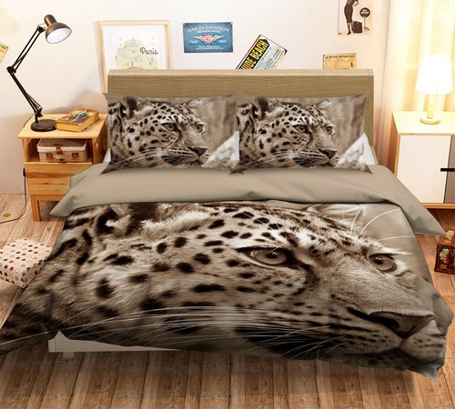 3D Leopard Head A204 Animal Bed Pillowcases Quilt Duvet Cover Set Queen ...