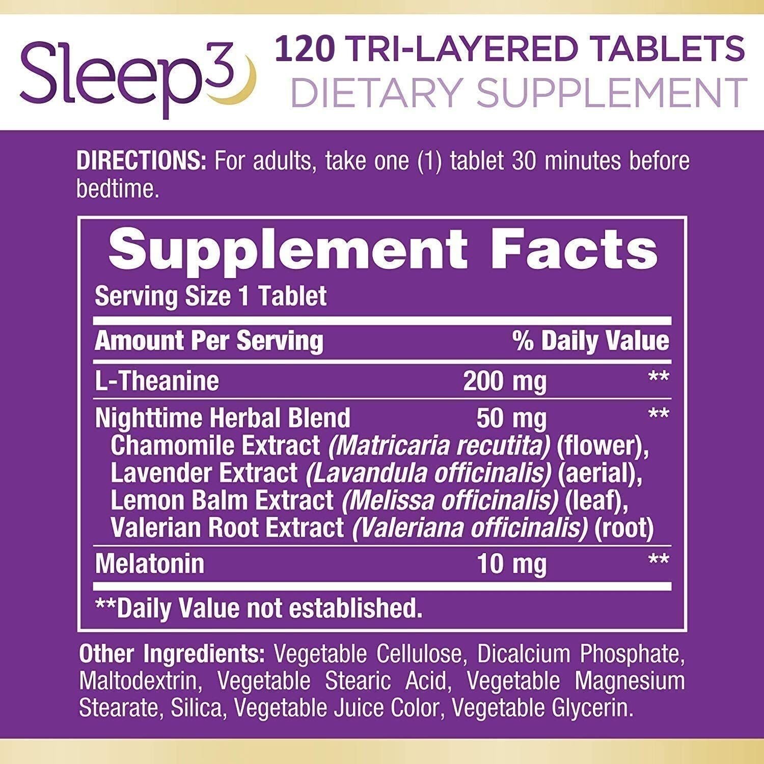 Nature's Bounty Sleep3 10mg. Melatonin, 120 Tablets Triple Action EXP ...