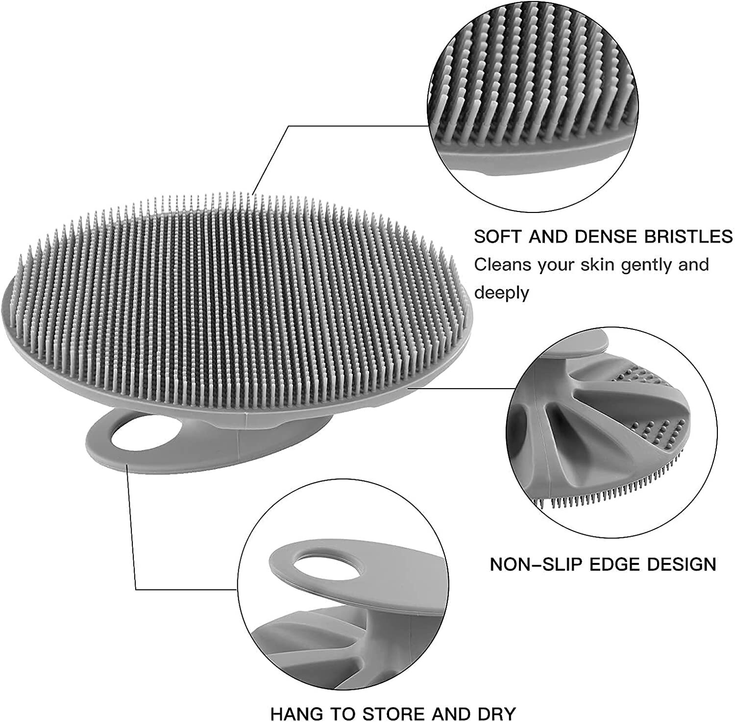 Soft Silicone Body Cleansing Brush Shower Scrubber Gentle Exfoliating