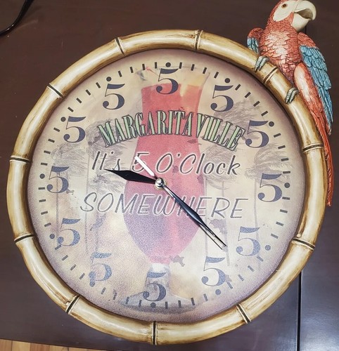 5 O Clock Five Oclock Somewhere Parrot Margaritaville Clock 🦜 🌴 13x13 ...