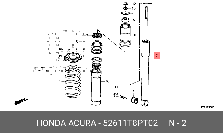 1x Genuine Rear Shock Absorber 2015-2022 Honda HR-V 52611-T8P-T02 ...