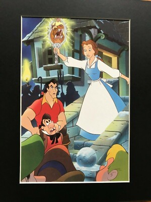 GASTON & BELLE~BEAUTY & THE BEAST~8 x 10 Mat Print~ENCHANTED MIRROR~NEW ...