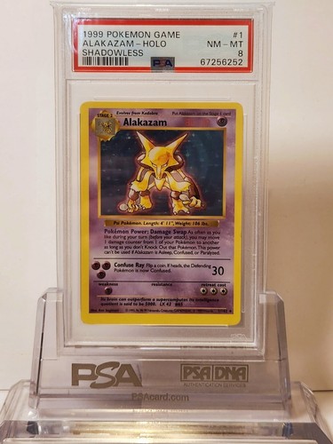 PSA 8 Shadowless Alakazam Holo 001/102 1999 Base Set Pokemon Card | eBay