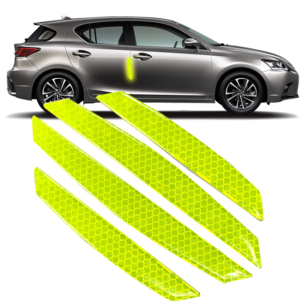 4x Reflective Green Racing Anti-collision Bumper Marker Stripe Decal ...