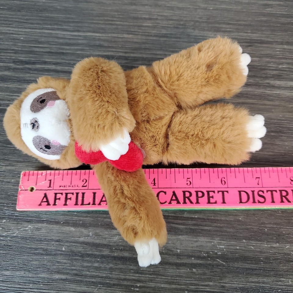 Tiny 7" Brown Sloth Plush Holding A Red Heart - LUXE SOFT - Stuffed ...