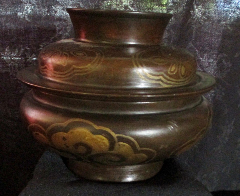 Antique Tibetan Burl Wood & Gold Painted Tsampa Food Bowl with Lid 7 ...