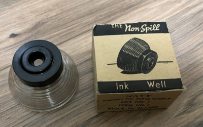 WW2 VINTAGE "THE NON-SPILL INK WELL" NAVY CONTRACT FOUNTAIN PEN WELL U ...