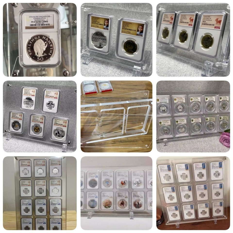 CUSTOMIZE Crystal Acrylic Wall Display Frame For ANACS/NGC/PCGS Coin ...