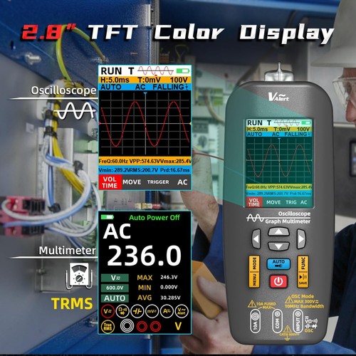 Handheld Digital Oscilloscope Multimeter True RMS AC/DC Tester Ohm ...