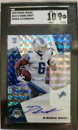 D'ANDRE SWIFT SGC 9 AUTO 10 2020 Panini Mosaic Autographs Mosaic RC ...