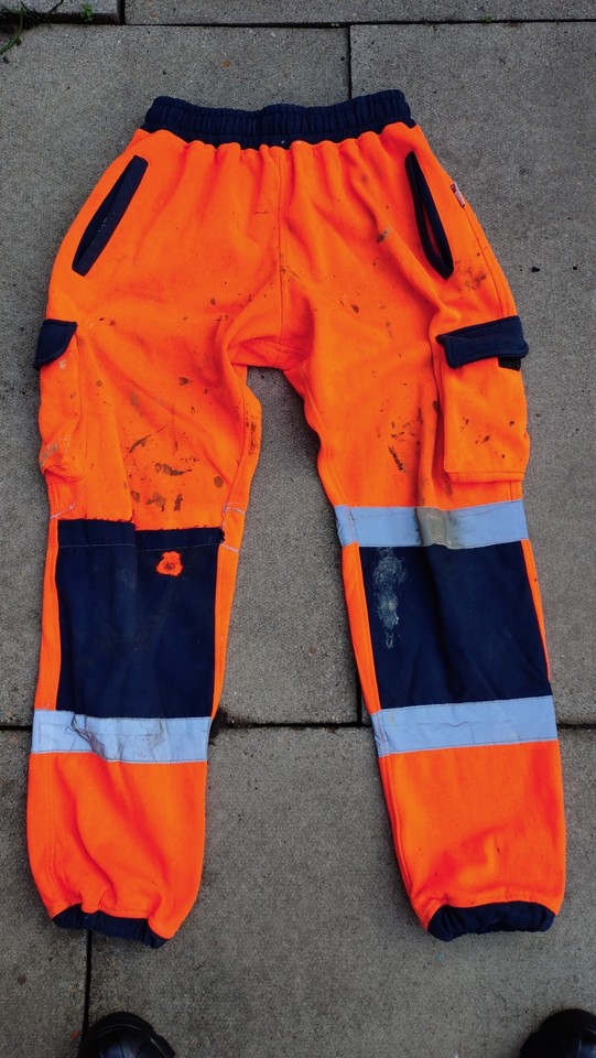 mens Orange & Blue HI VIS work trackie tracksuit bottoms Med 32W 33L ...