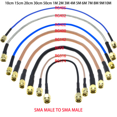 SMA To SMA Male Plug connector Lot RF Coax RG174 RG316 RG58 RG400 RG402 ...