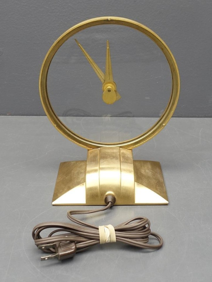 Jefferson Golden Hour Vintage Glass/Metal 9" Electric Desk Clock MCM ...