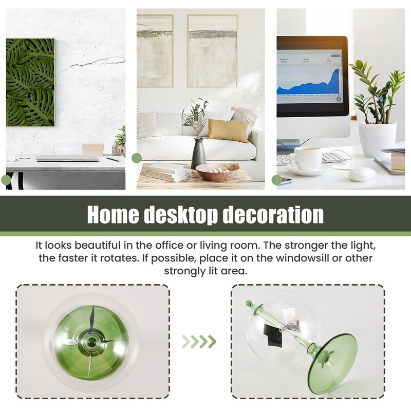 2X(Green Solar Radiometer Crookes Solar Energy Vanes Windmill Gift ...