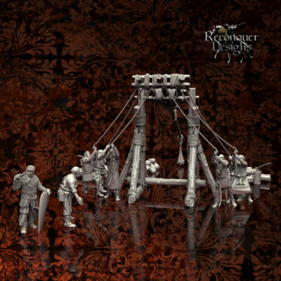 Reconquer Designs Miniatures Medieval Traction Trebuchet & Crew Siege ...