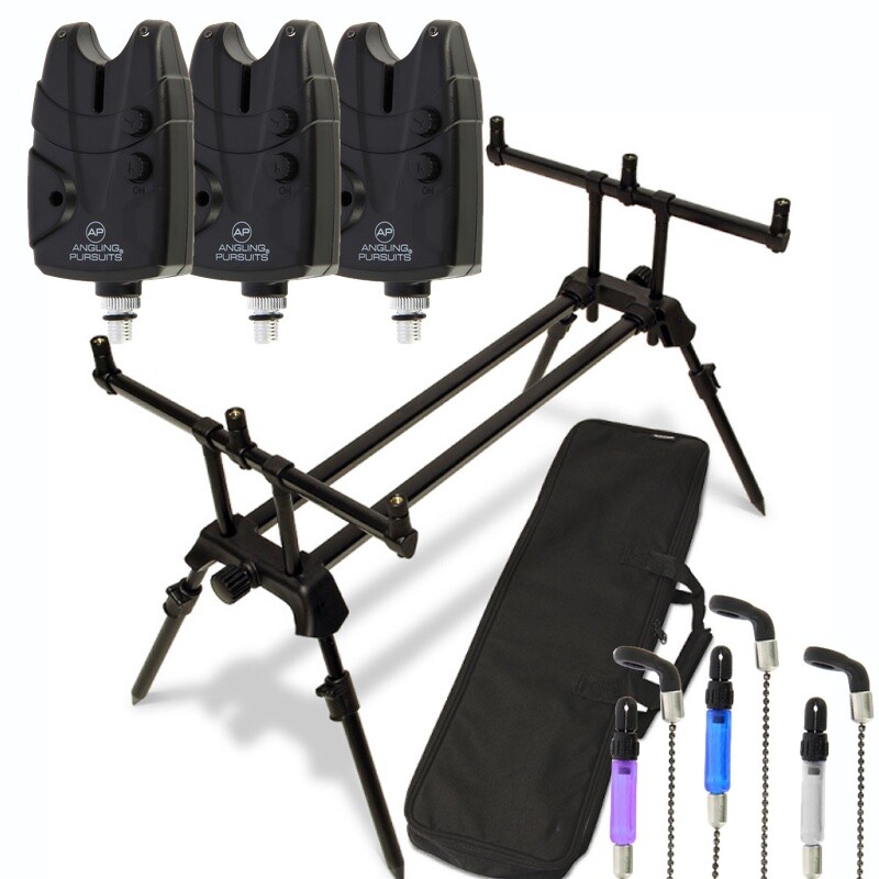 FISHING POD BITE ALARMS NGT WITH BOBBINS INDICATORS & FISHING CASE BAG ...
