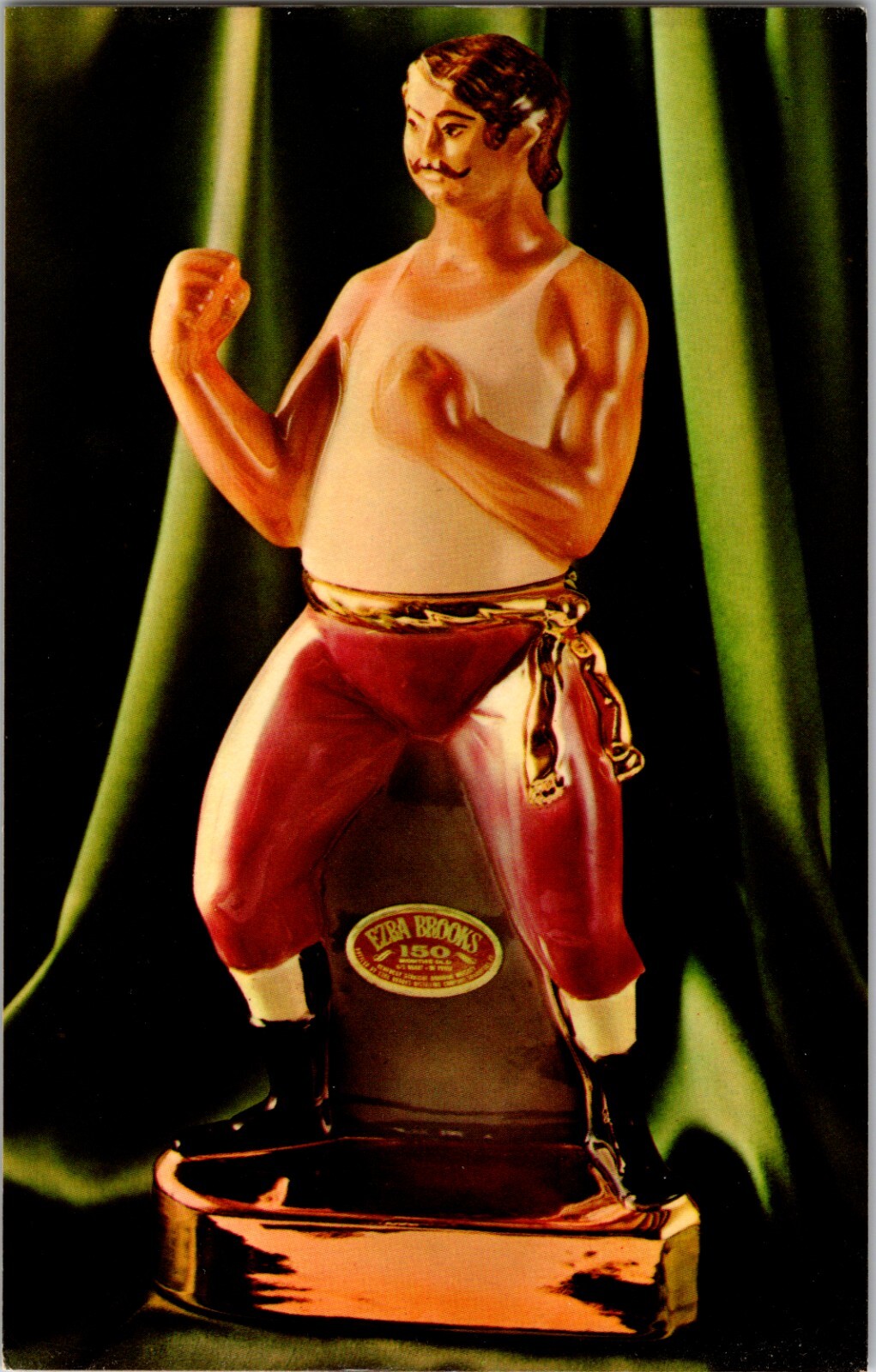 Postcard Ezra Brooks Bareknuckle Boxer Decanter Real Sippin Whiskey JL ...