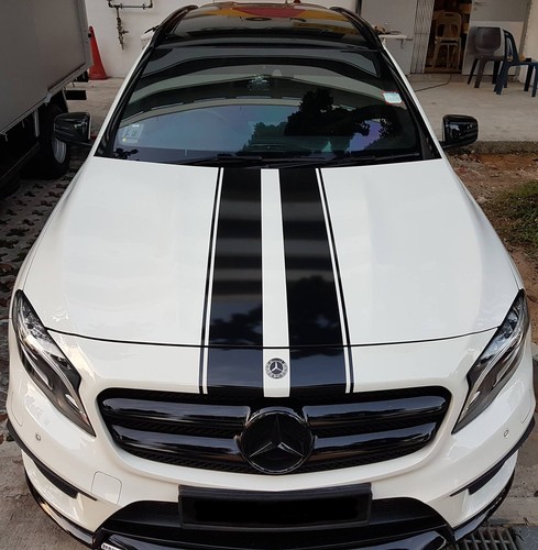 Mercedes Car Bonnet Stripes Vinyl Decal Racing AMG Sport Sticker ...
