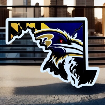 Baltimore Ravens Vinyl Sticker Maryland State Outline NFL Lamar Jackson ...