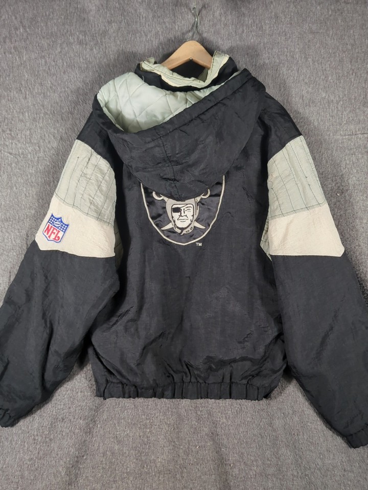 Vintage Starter NFL Oakland Raiders Jacket Quarter 1/4 Zip Pullover XL ...