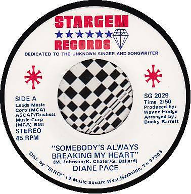 DIANE PACE 45 RPM STARGEM 2029 - Somebody's Always Breaking My Heart | eBay