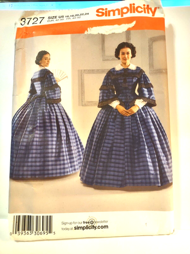 Simplicity 3727 Size 16-24 Historical Civil War Dress Costume Uncut | eBay