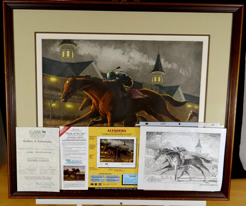 Jenness Cortez ALYSHEBA 1988 HORSE OF THE YEAR Signed Etching 171/250 ...