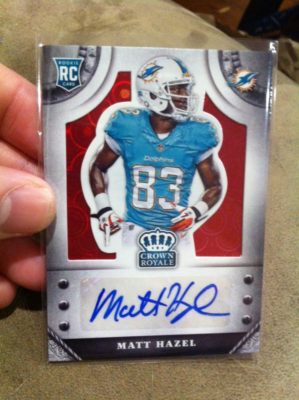 MATT HAZEL 2014 CROWN ROYALE RED REFRACTOR ROOKIE DOLPHINS AUTOGRAPH ...