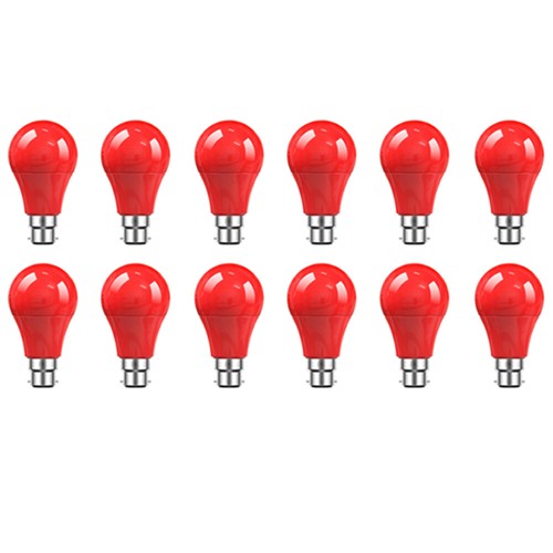 12 Pack B22 LED Bulbs SMD 2835 5W Red Color Pear Shaped Non-dimmable ...