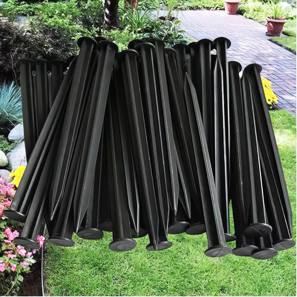 GREY Effortless Garden Edging Lawn Border Set or Spare Pegs _ 10m H ...