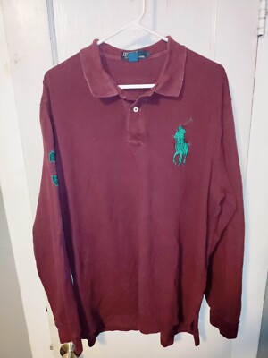 Polo Ralph Lauren Rugby Shirt Mens Size XL Maroon Big Pony #3 On Sleeve ...