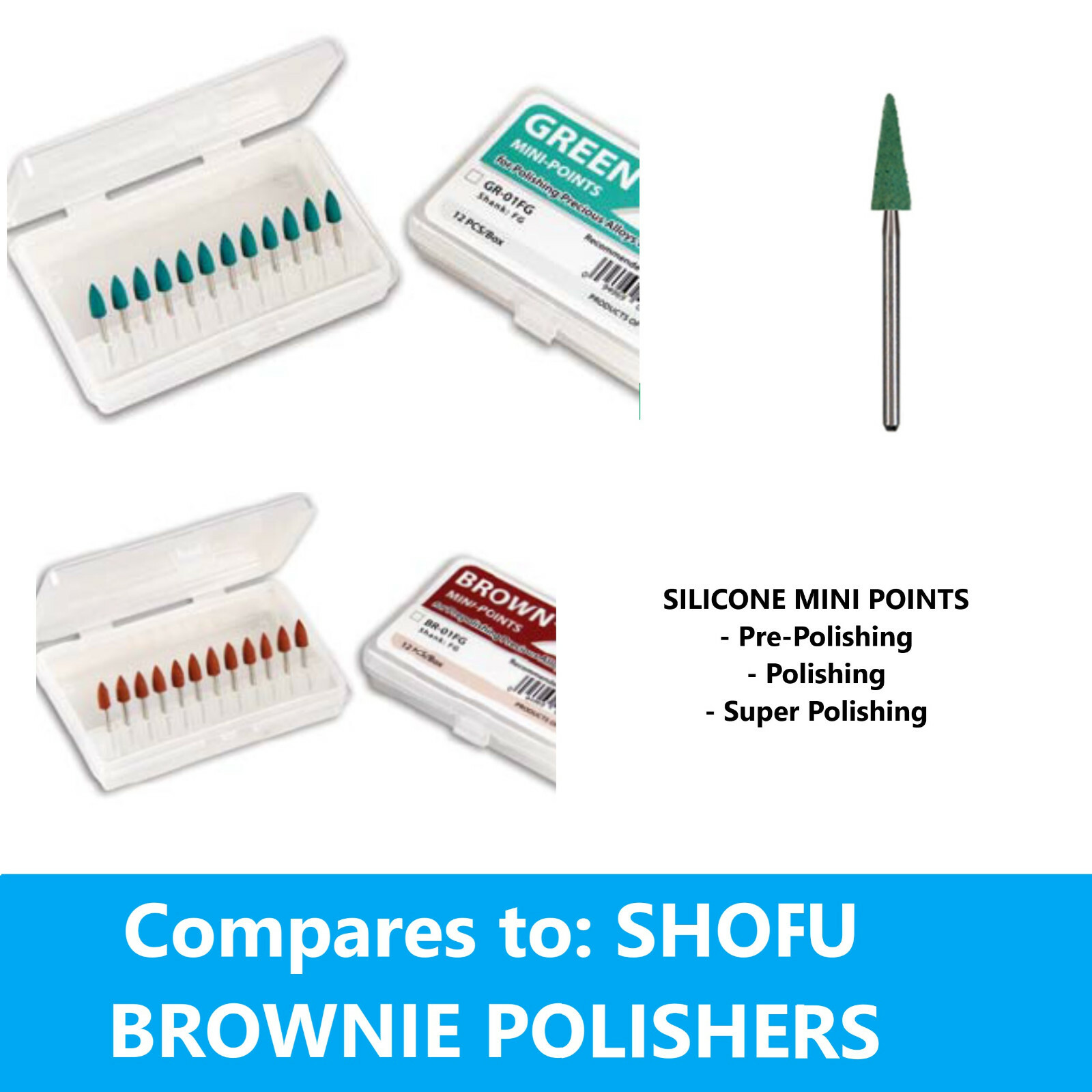 Dental Mini Points, FG, Brownie Mini Point, Pre-Polishing, Polishing ...