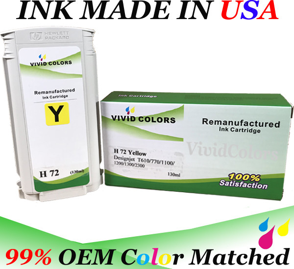Remanufactured HP 72 Yellow Ink Cartridge C9373A for HP Designjet T790 ...