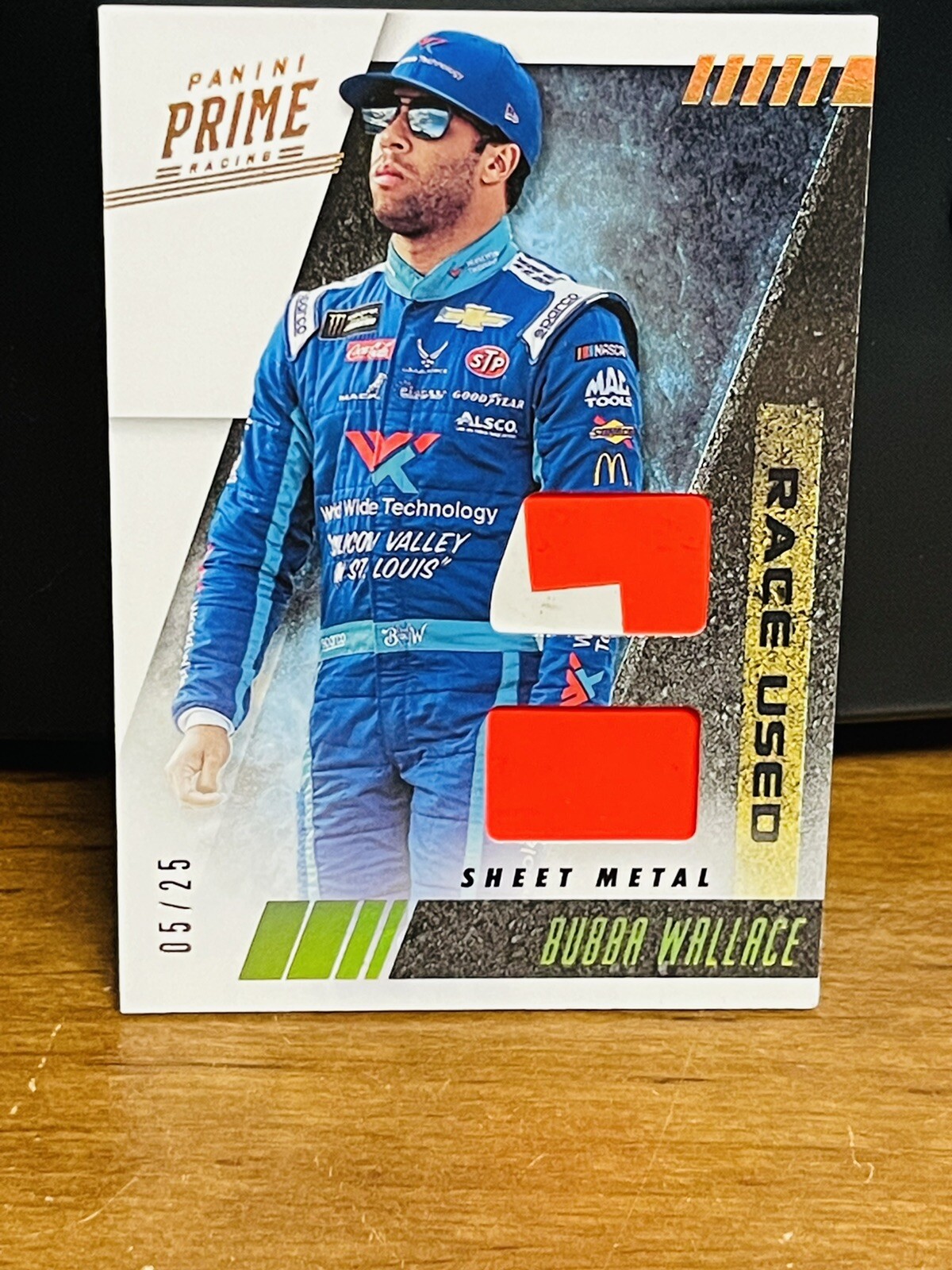 2019 Panini Prime Bubba Wallace Dual Race-Used Sheet Metal 5/25 Gold ...