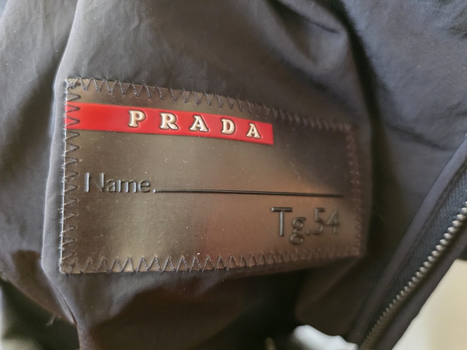 PRADA Full Zip Black Jacket Arm Plaque Logo Men's Size 54 Approx. US L ...