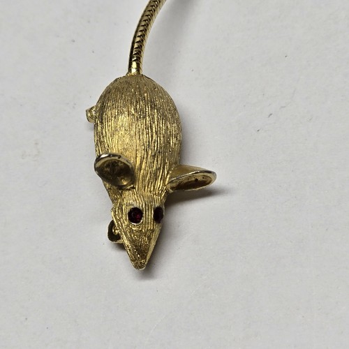Vintage Tiny Mouse Goldtone With RED Rhinestone Eyes Pin | eBay