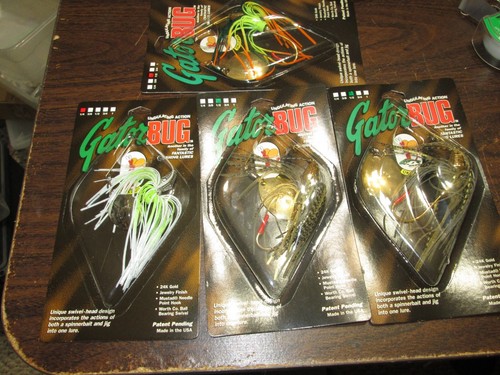 LOT OF 4 - GATOR BUG FISHING LURE BY OKIEBUG SIZE ,1/4,1/2, 1/2, 1/2 oz ...