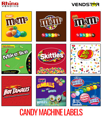 (9) CANDY VENDING MACHINE STICKERS LABELS - 2.5" x 2.5" | eBay