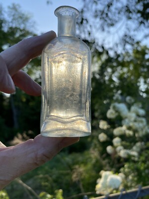 ANTIQUE EARLY FLINT GLASS SOLID ROD PONTIL COLOGNE PERFUME MED BOTTLE ...