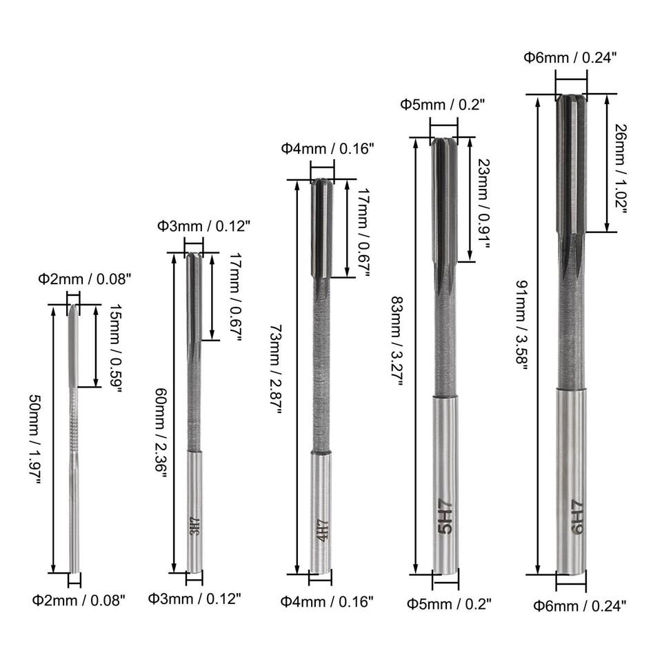9pcs Chucking Reamer Set H7 Lathe Machine Reamer Straight Flute 2mm ...
