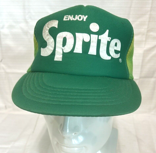 Vintage Enjoy Sprite Soda Green Mesh Snap Back Trucker Hat Designer ...