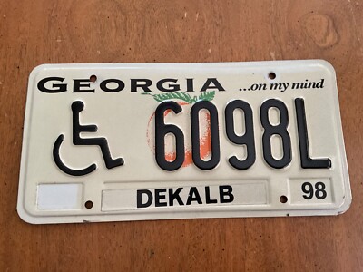1998 Georgia Handicapped License Plate Tag Disabled 6098L | eBay