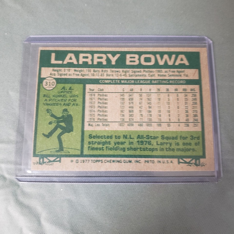 1977 Topps Larry Bowa 310 Philadelphia Phillies Excellent Condition. | eBay