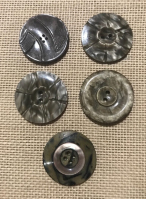 5 x Assorted Gloss Green/Grey Vintage Buttons 28mm (jm193) Free Postage ...