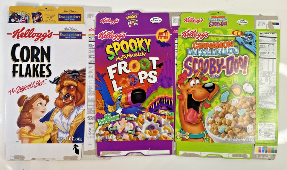 Lot of 14 Vintage Cereal Boxes Kellogg's Simpsons Disney Halloween ...
