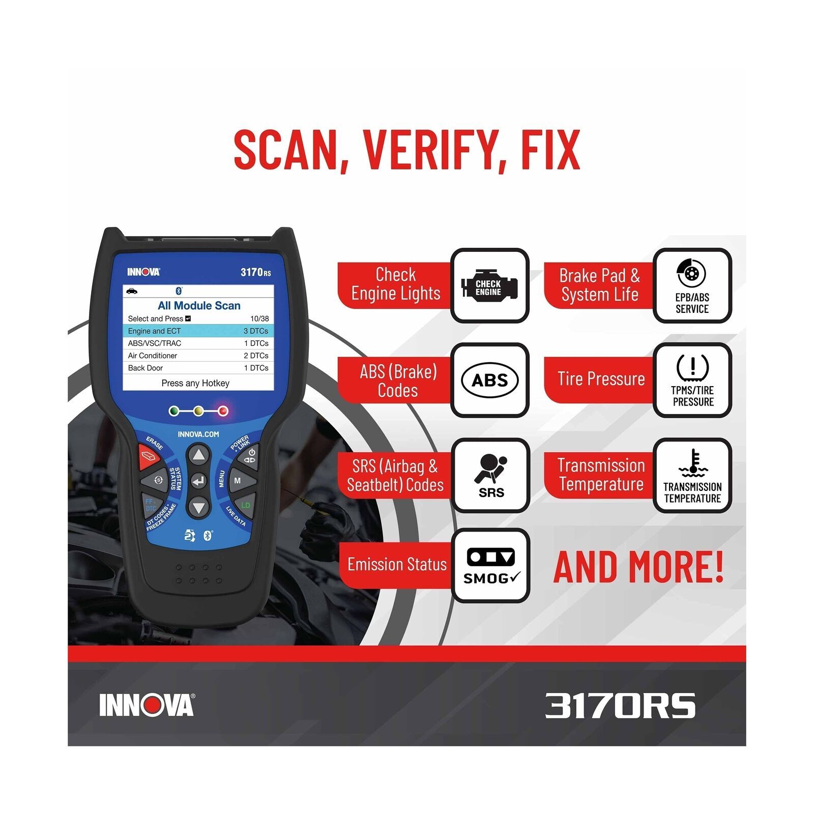 Innova 3170RS FixAssist Bluetooth Diagnostic Scan Tool Code Reader ...