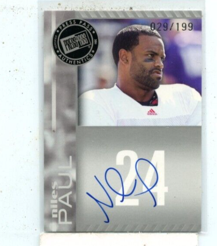2011 Press Pass - Signings Niles Paul #PPS-NP Silver /199 (AU, RC) for ...
