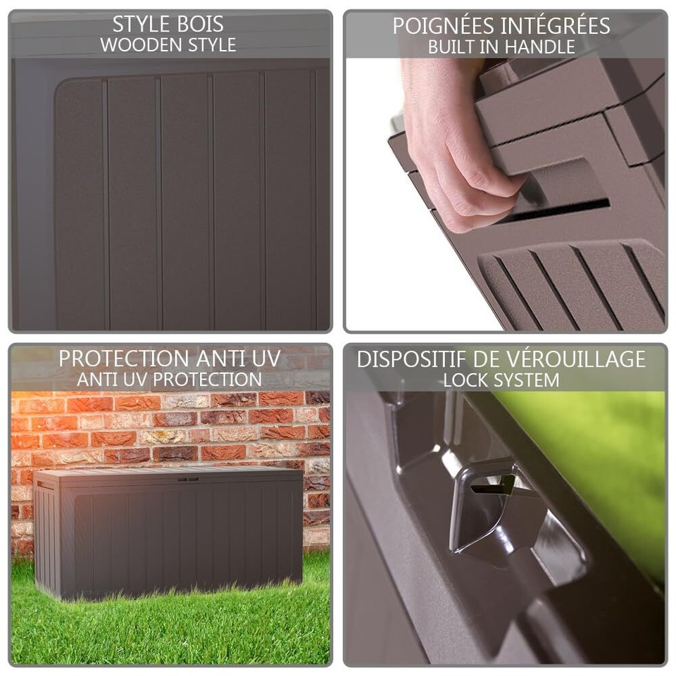 Garden Storage Box,280 L Boxes Waterproof Outside Lockable Cushion ...